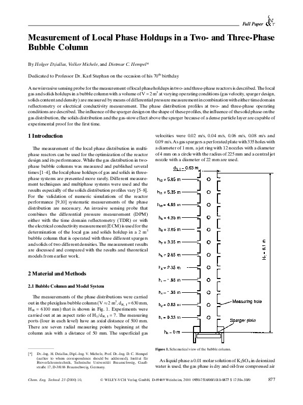 (PDF) Measurement of Local Phase Holdups in a Two and Three-Phase ...