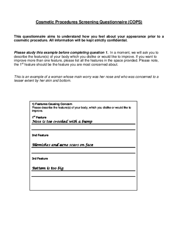 (PDF) COPS 9 item screening questionnaire