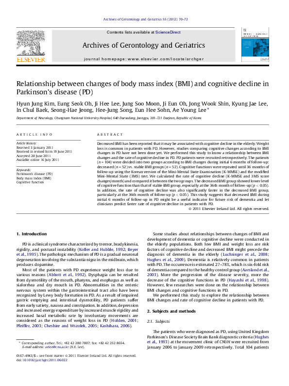 (PDF) Relationship between changes of body mass index (BMI) and ...