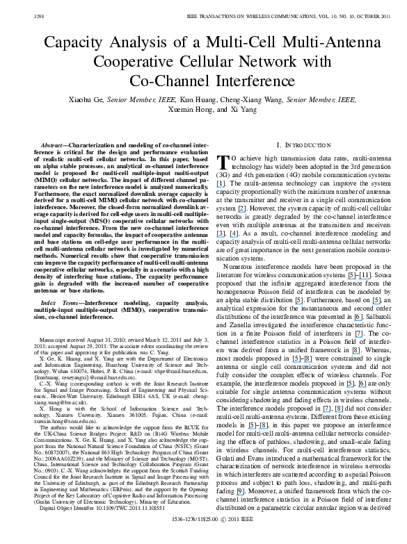 (PDF) Capacity Analysis of a Multi-Cell Multi-Antenna Cooperative Cellular Network with Co ...