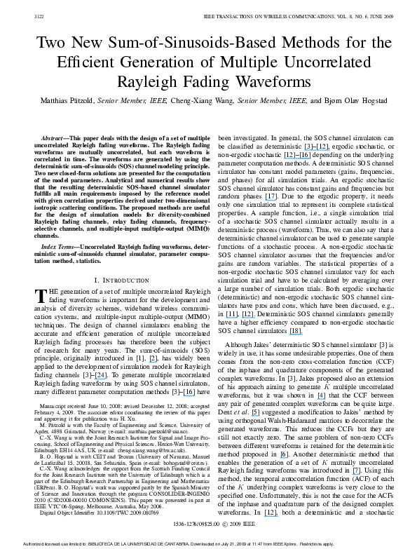 (PDF) Two new sum-of-sinusoids-based methods for the efficient generation of multiple ...