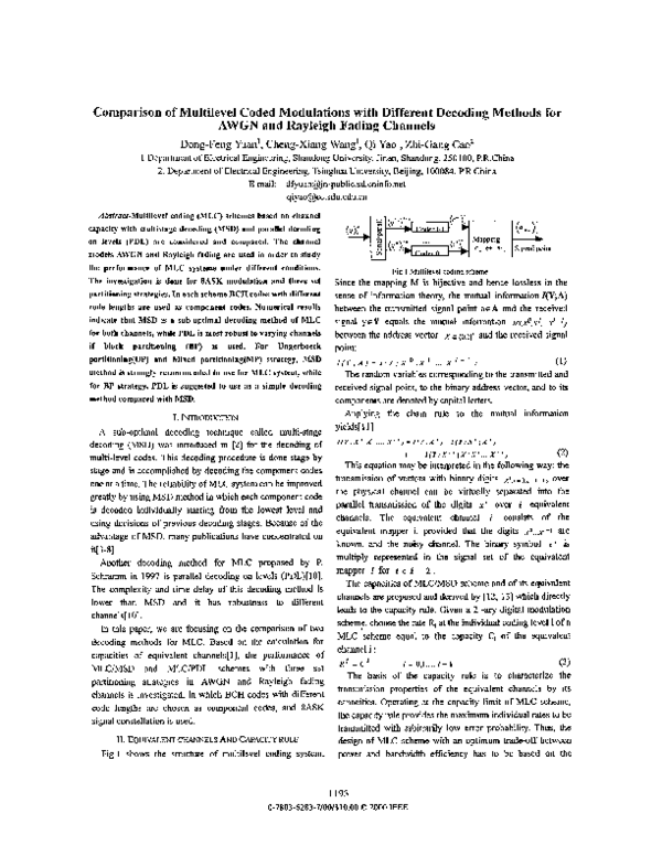 (PDF) Comparison of multilevel coded modulations with different decoding methods for AWGN and ...