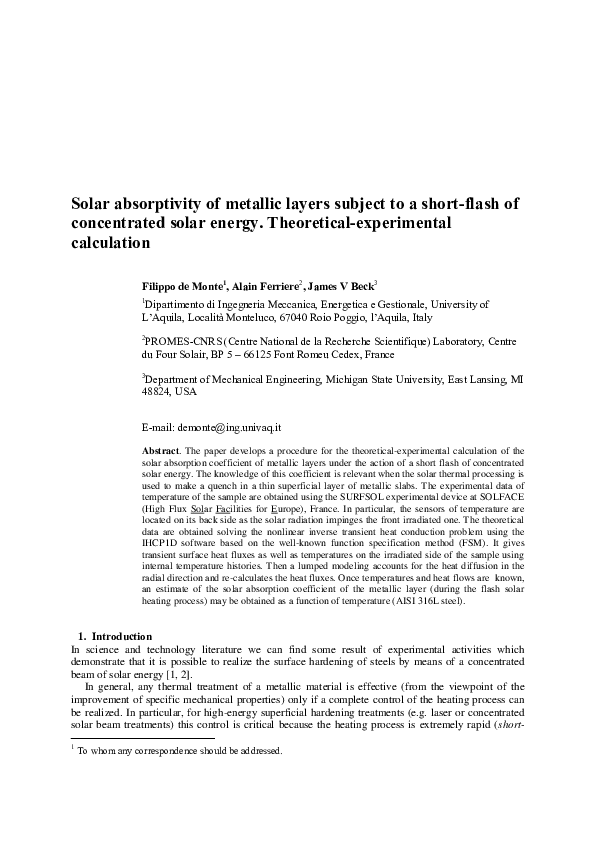 (PDF) Solar absorptivity of metallic layers subject to a short-flash of ...