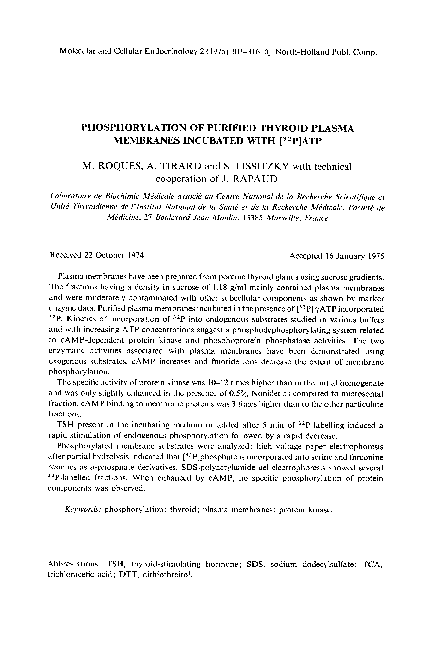 (PDF) Phosphorylation of purified thyroid plasma membranes incubated ...