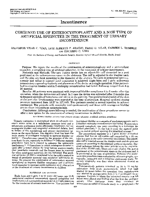 (PDF) Combined Use of Enterocystoplasty and a New Type of Artificial ...
