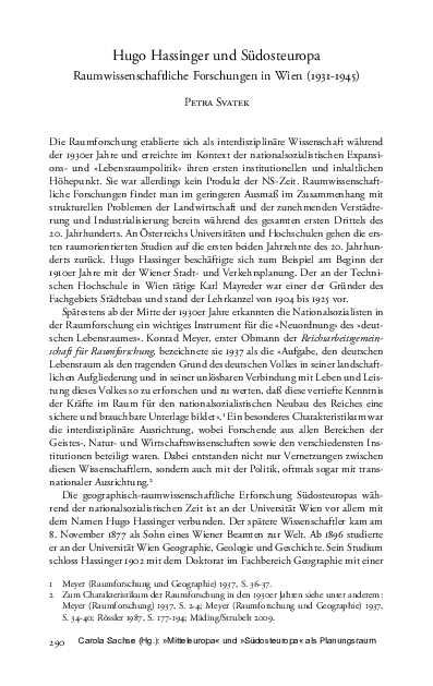 (PDF) Hugo Hassinger und Südosteuropa. Raumwissenschaftliche ...