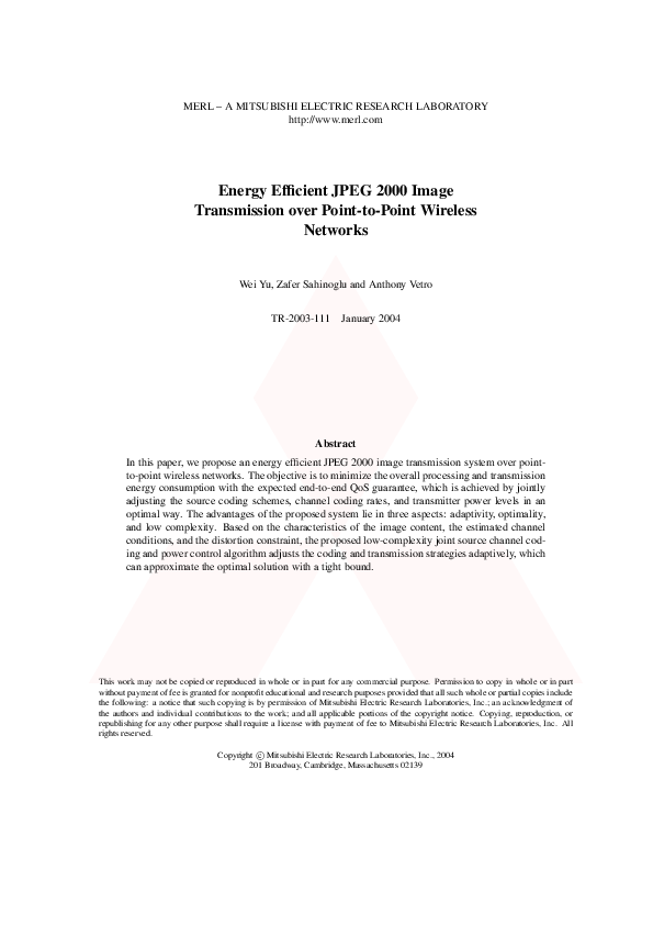 (PDF) Energy efficient JPEG 2000 image transmission over wireless sensor networks