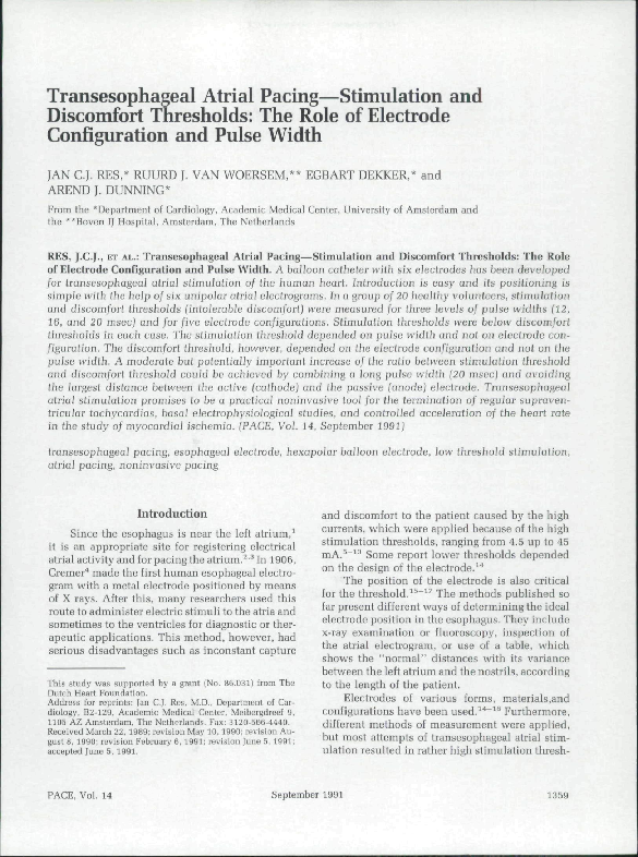 (PDF) Transesophageal Atrial Pacing-Stimulation and Discomfort ...