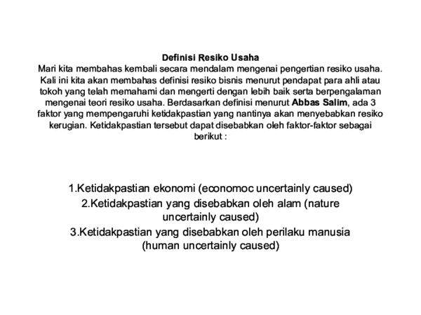 (PPT) Definisi Resiko Usaha