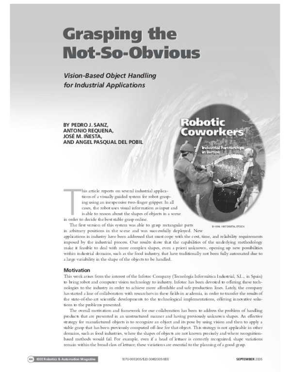 (PDF) Grasping the not-so-obvious: vision-based object handling for industrial applications