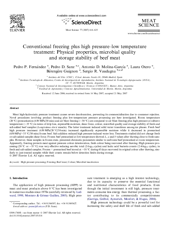 (PDF) Conventional freezing plus high pressure–low temperature ...