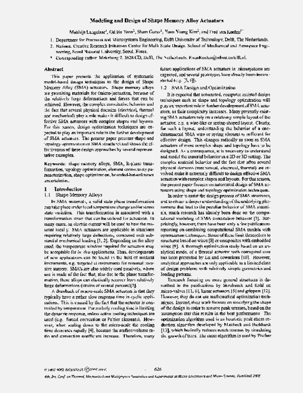 (PDF) Modeling and design of shape memory alloy actuators