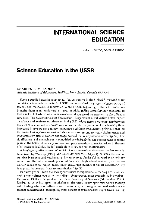 (PDF) Science education in the ussr