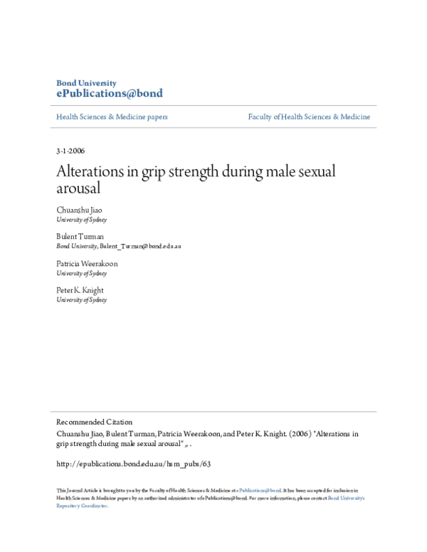(PDF) Alterations in grip strength during male sexual arousal