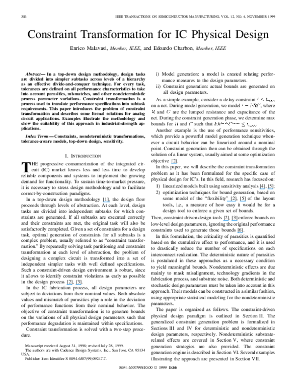 (PDF) Constraint transformation for IC physical design