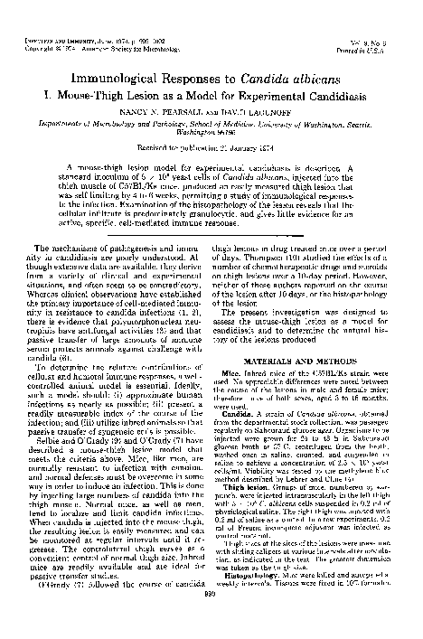 (PDF) Immunological responses to Candida albicans I. Mouse-thigh lesion ...