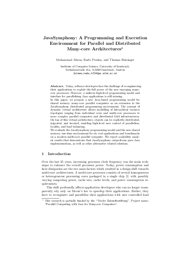 (PDF) JavaSymphony: A Programming and Execution Environment for Parallel and Distributed Many ...