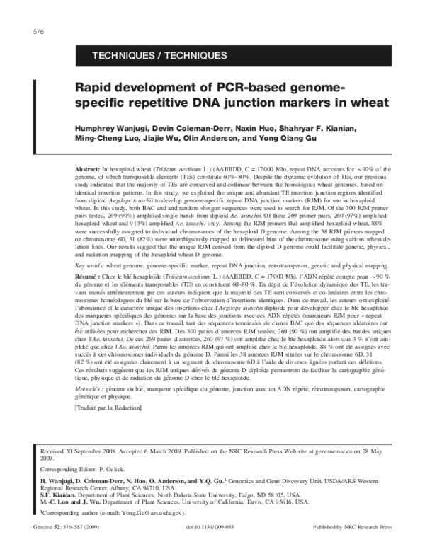 (PDF) Rapid development of PCR-based genome-specific repetitive DNA ...