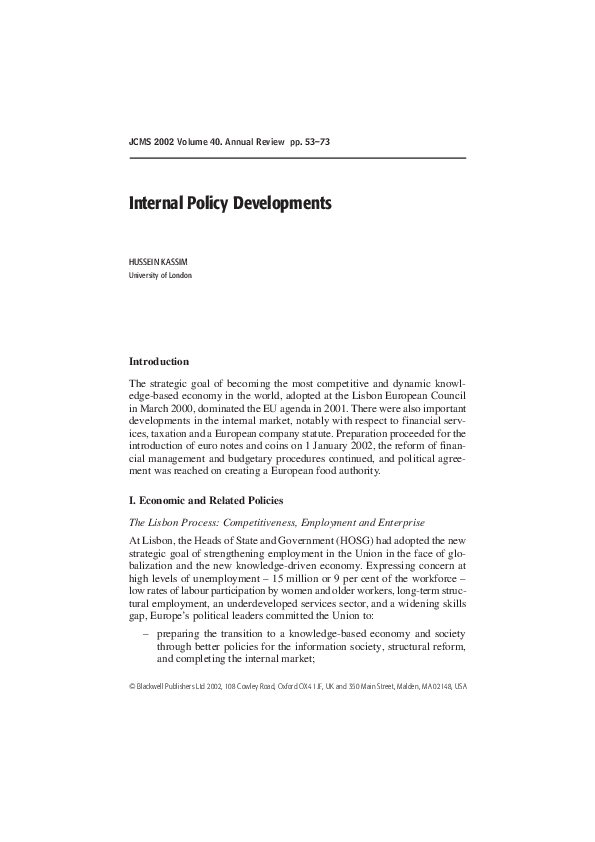 (PDF) Internal Policy Developments