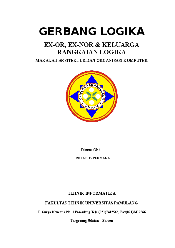 (DOC) Gerbang Logika EX-OR, EX-NOR & Keluarga Rangkaian Logika