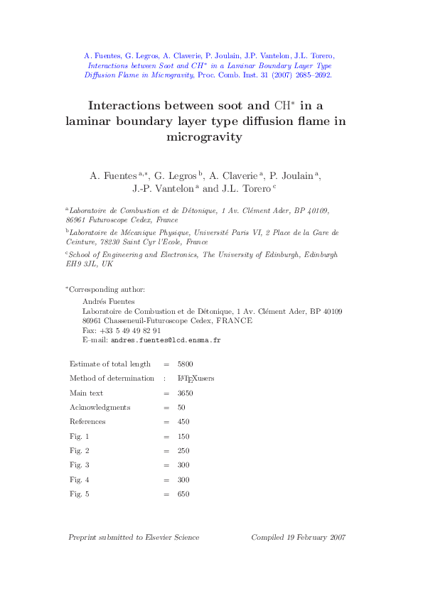 (PDF) Interactions between soot and CH ∗ in a laminar boundary layer type diffusion flame in ...