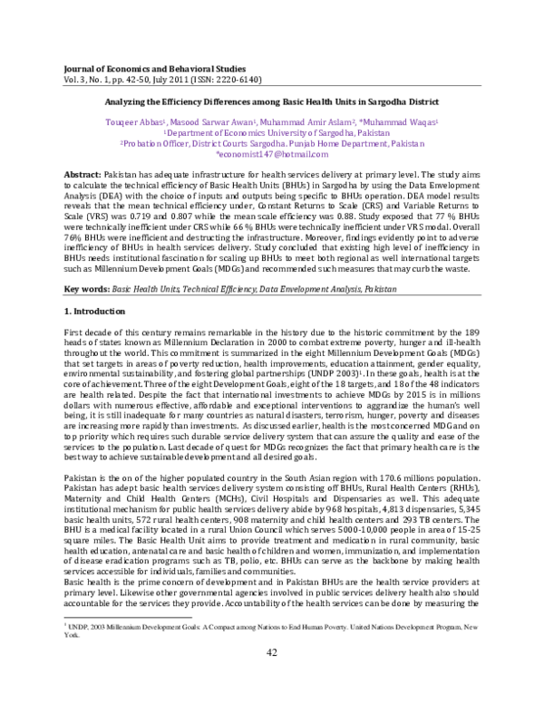(PDF) Analyzing the efficiency differences among basic health units in ...