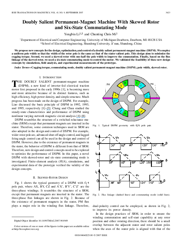 (PDF) Doubly Salient Permanent-Magnet Machine With Skewed Rotor and Six ...