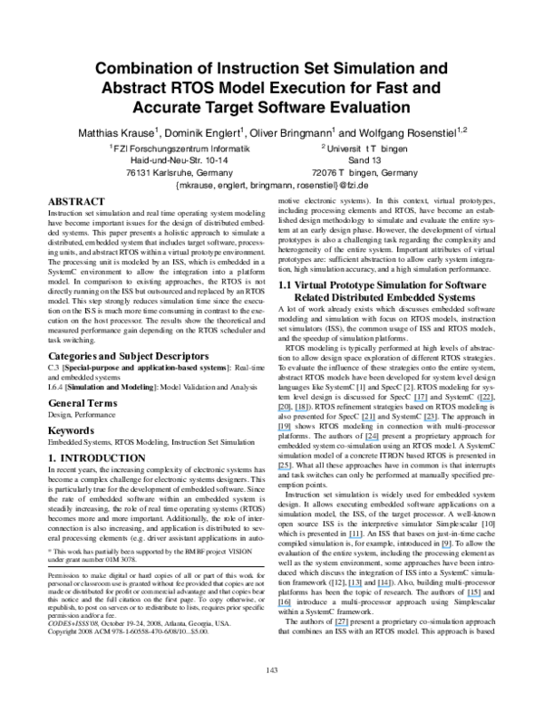 Pdf Combination Of Instruction Set Simulation And Abstract Rtos Model Execution For Fast And