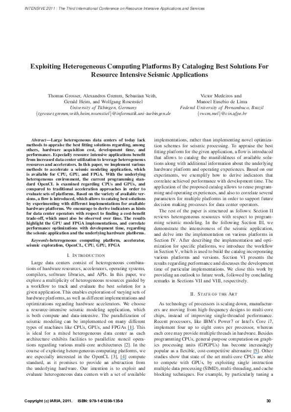 (PDF) Exploiting Heterogeneous Computing Platforms By Cataloging Best Solutions For Resource ...