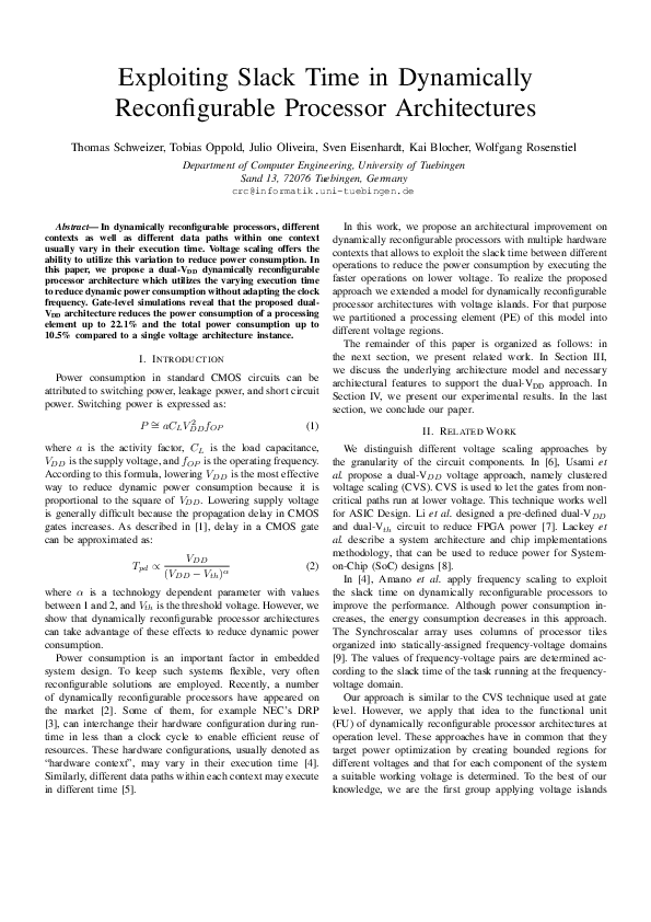 (PDF) Exploiting Slack Time in Dynamically Reconfigurable Processor Architectures