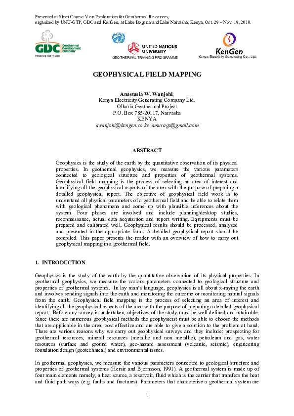 (PDF) GEOPHYSICAL FIELD MAPPING