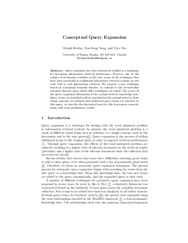 (PDF) Conceptual Query Expansion