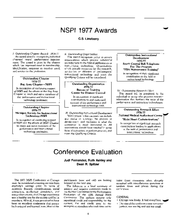 (PDF) Conference evaluation | Dean Spitzer - Academia.edu