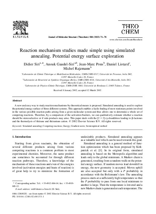 (PDF) Reaction mechanism studies made simple using simulated annealing ...