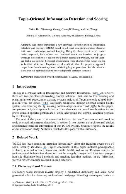 (PDF) Topic-Oriented Information Detection and Scoring