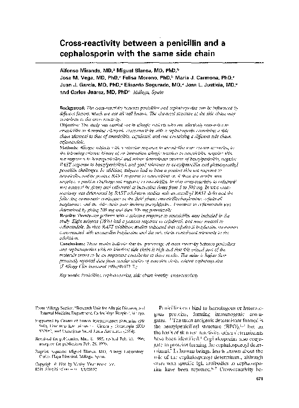 (PDF) Penicillin-Cephalosporin Side Chain Cross-Reactivity