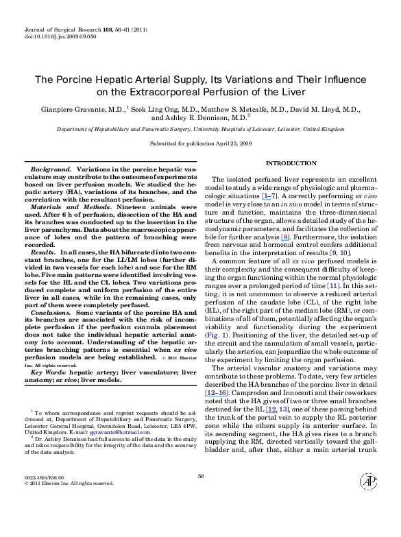 (PDF) The Porcine Hepatic Arterial Supply, Its Variations and Their ...