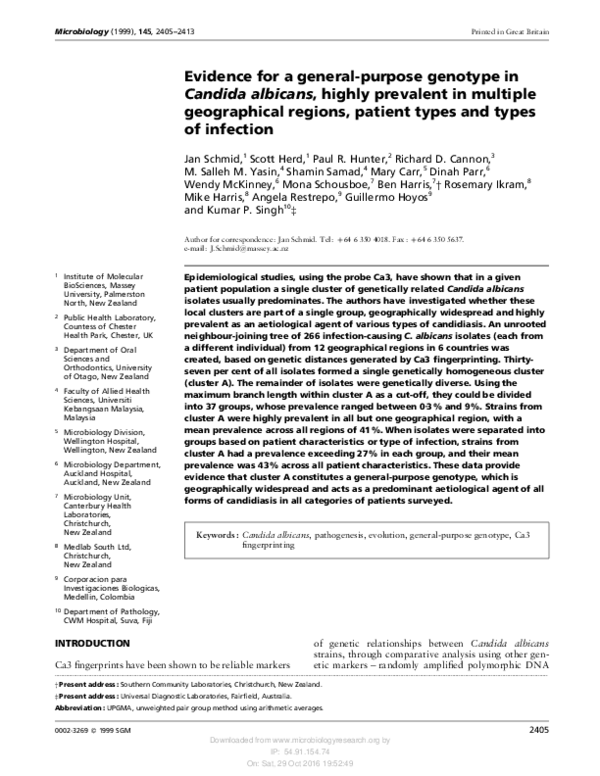 (PDF) Evidence for a general-purpose genotype in Candida albicans ...