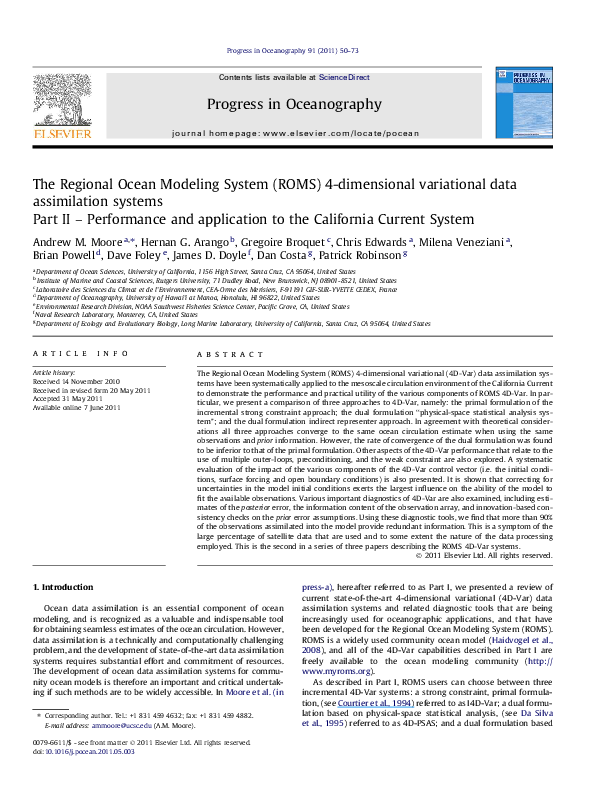 (PDF) The Regional Ocean Modeling System (ROMS) 4-dimensional ...