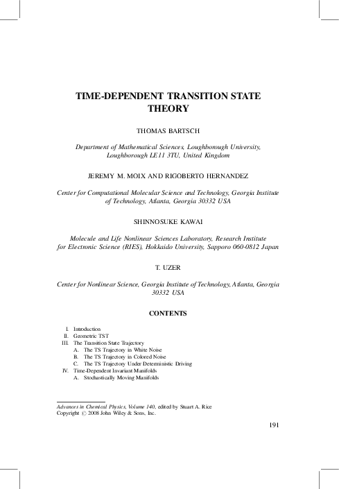 (PDF) Time-Dependent Transition State Theory