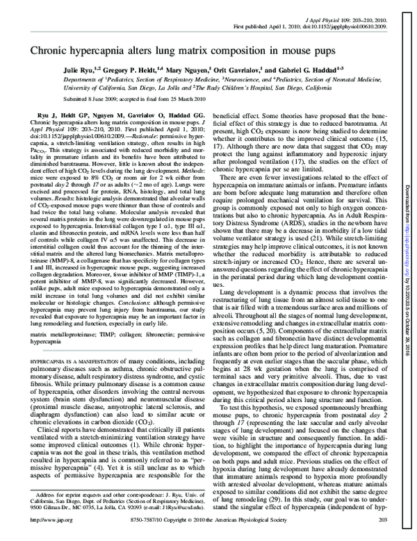 (PDF) Chronic hypercapnia alters lung matrix composition in mouse pups