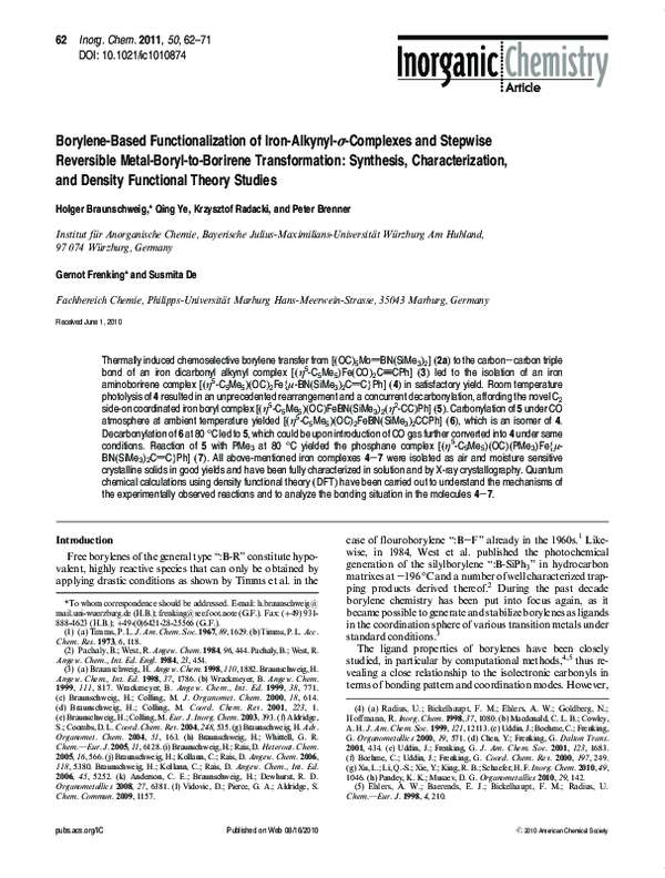 (PDF) Borylene-Based Functionalization of Iron-Alkynyl-σ-Complexes and ...