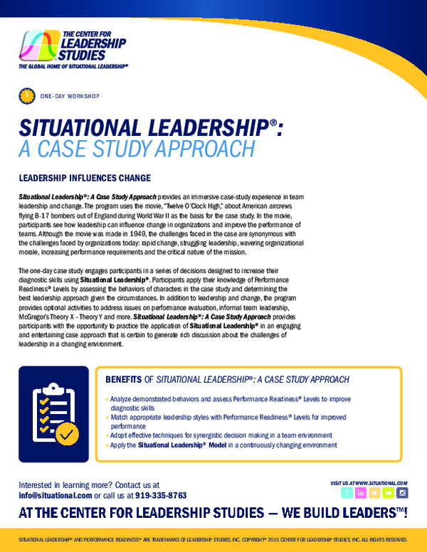(PDF) SITUATIONAL LEADERSHIP ® : A CASE STUDY APPROACH ONE-DAY WORKSHOP ...