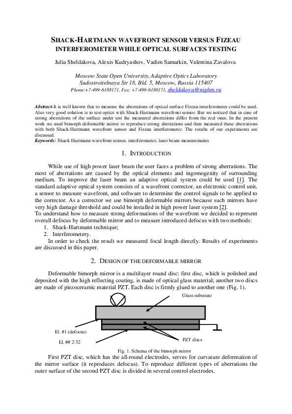 (PDF) Shack-hartmann wavefront sensor versus fizeau interferometer ...