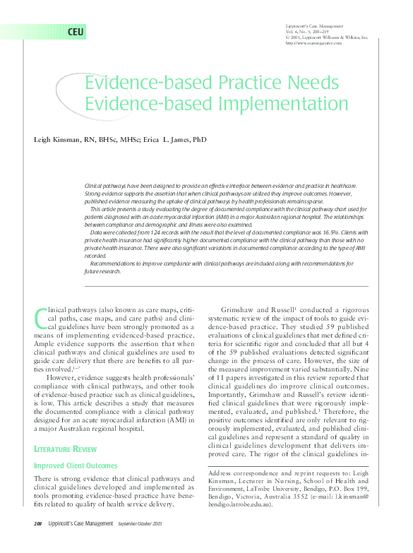 (PDF) Evidence-based Practice Needs Evidence-based Implementation
