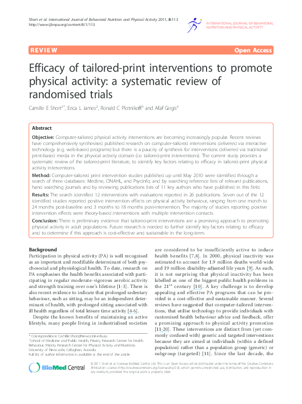 (PDF) Efficacy of tailored-print interventions to promote physical activity: a systematic review ...