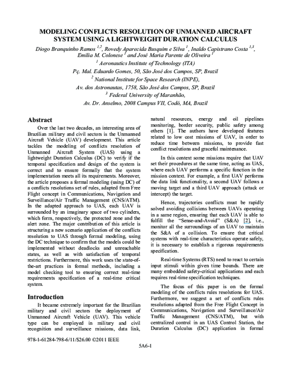 Pdf Modeling Conflicts Resolution Of Unmanned Aircraft System Using A
