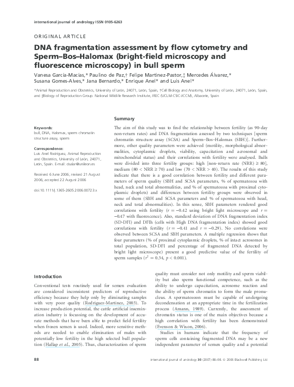(PDF) DNA fragmentation assessment by flow cytometry and Sperm?Bos ...