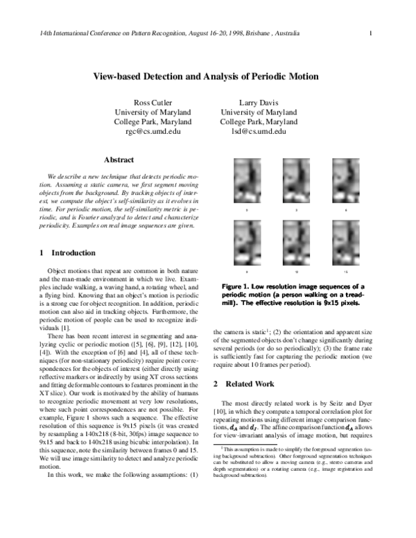 View Based Detection And Analysis Of Periodic Motion