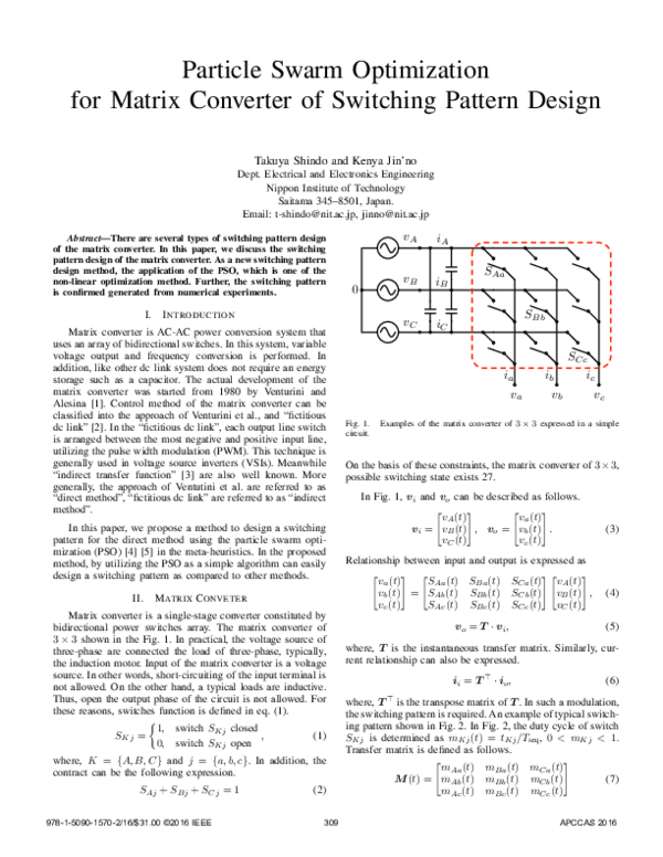 (PDF) Particle Swarm Optimization for Matrix Converter of Switching ...